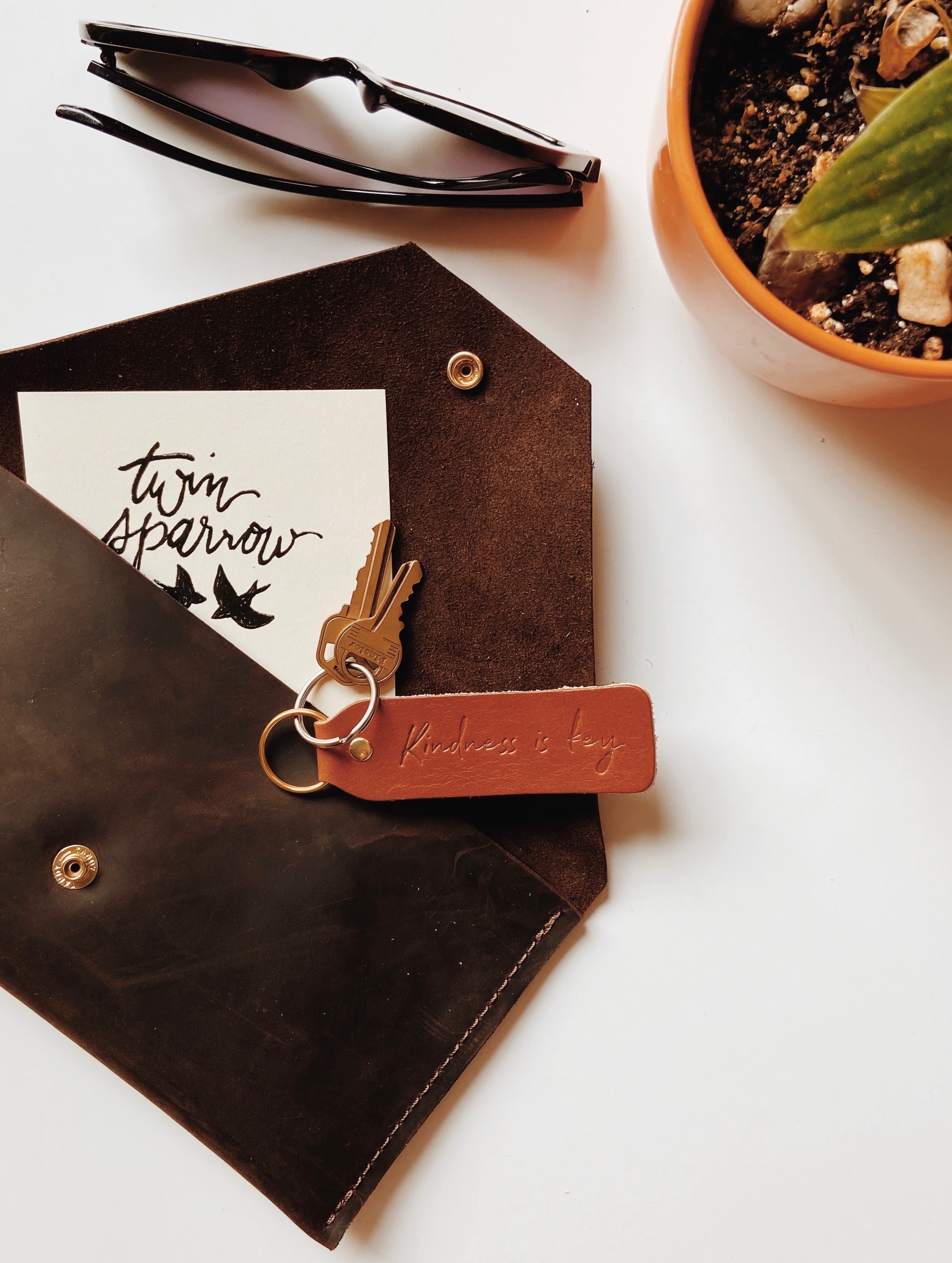 "Kindness is Key" Script Keychain – Twin Sparrow
